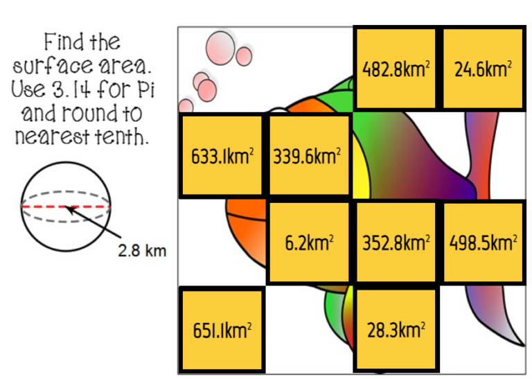 Surface Area of Spheres Picture Reveal Boom Cards | Made By Teachers