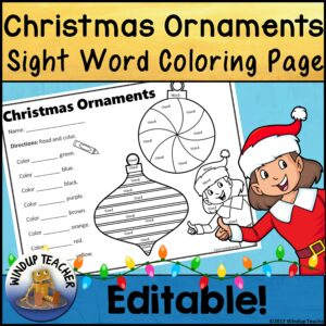 Christmas Ornaments Sight Word Sheet | Editable - Made By Teachers