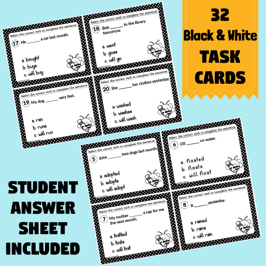 Verb Tenses Task Cards | Made By Teachers