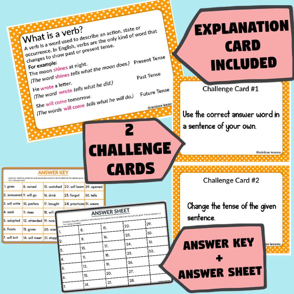 Verb Tenses Task Cards | Made By Teachers