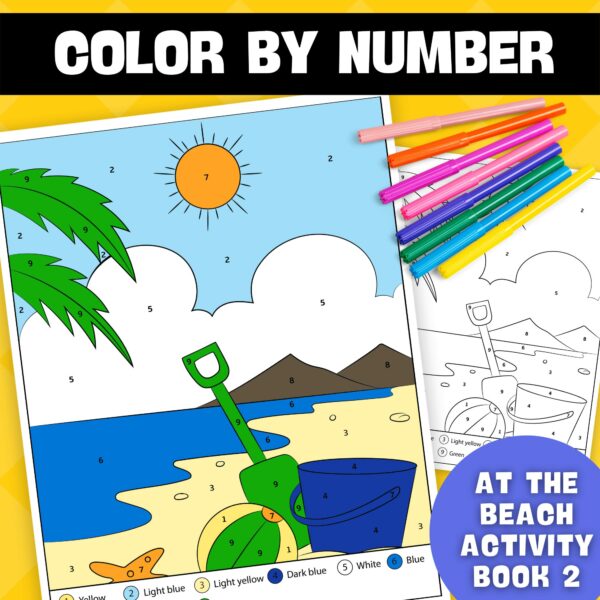 At The Beach Color By Number Activity Book 1 of 2 - Made By Teachers