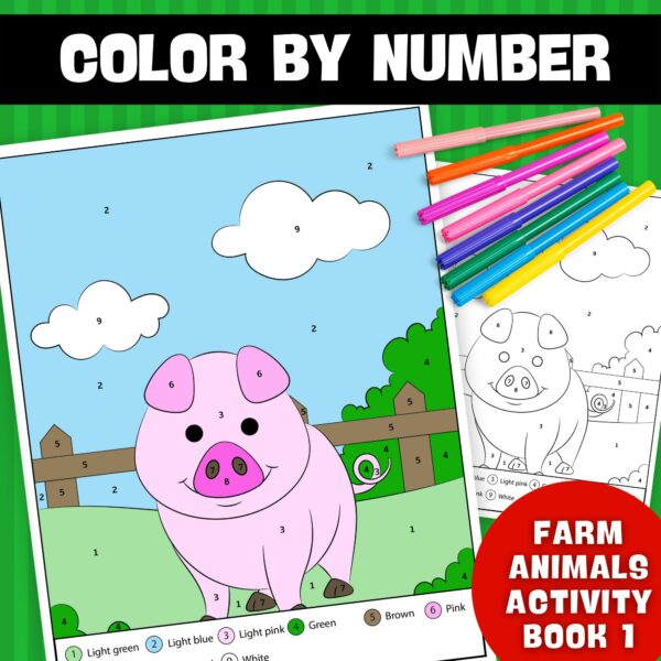 Farm Animals Color By Number Activity Book 1 of 2 - Made By Teachers