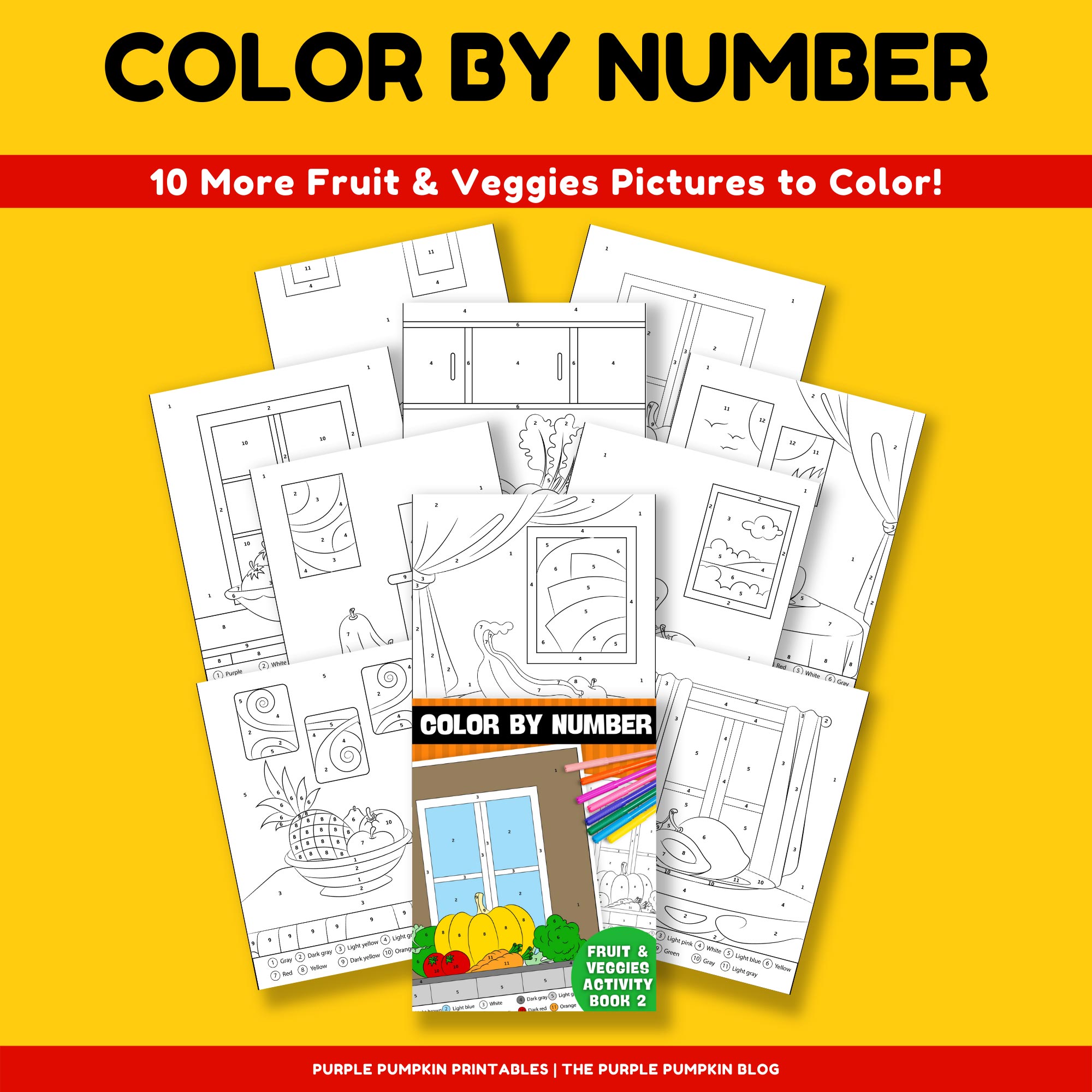 Fruit & Veggies Color By Number Activity Book | Made By Teachers