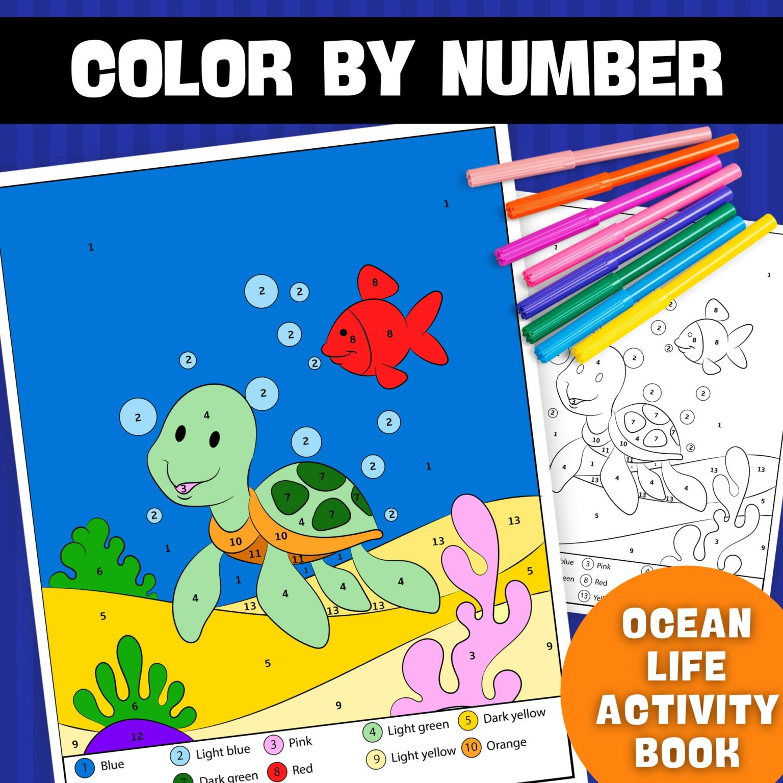 At The Beach Color By Number Activity Book 1 of 2 - Made By Teachers