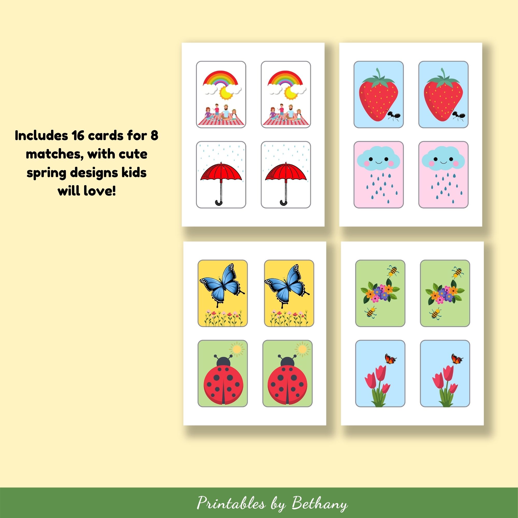 Spring Themed Printable Memory Matching Game - Made By Teachers