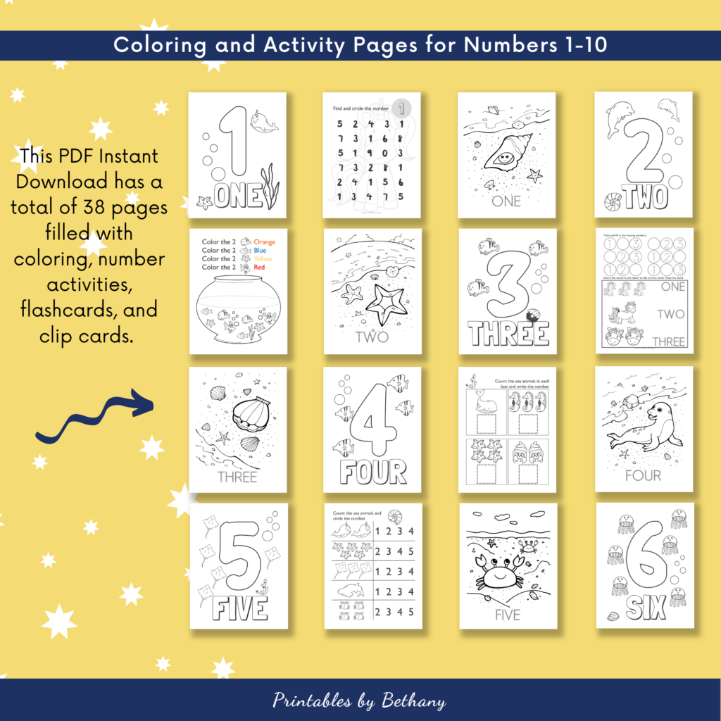 Ocean Learn to Count Activity and Coloring Pack | Made By Teachers
