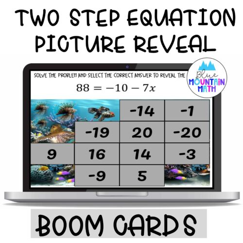 Two Step Equation Picture Reveal Boom Cards | Made By Teachers