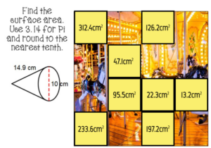 Surface Area of Cones Picture Reveal Boom Cards - Made By Teachers
