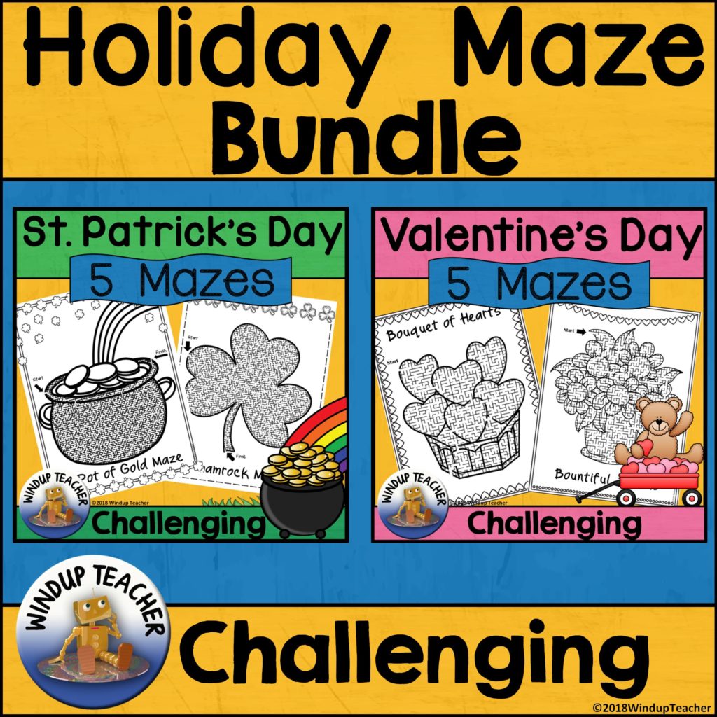 Valentine's Day & St. Patrick's Day Maze Bundle | Made By Teachers