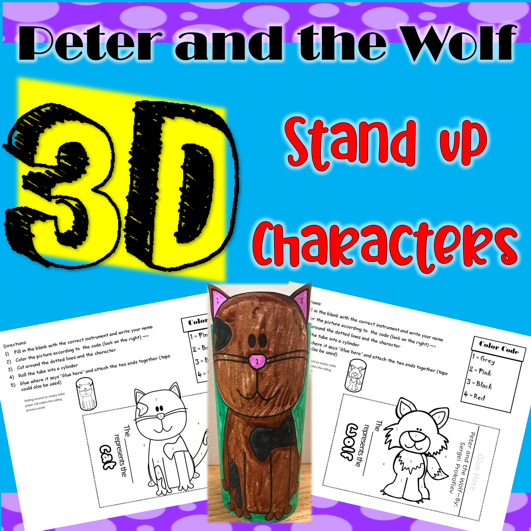 Peter and the Wolf 3D Stand Up Characters | Made By Teachers