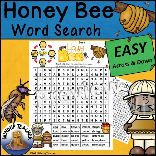Honey Bee Word Search | Easy | Made By Teachers