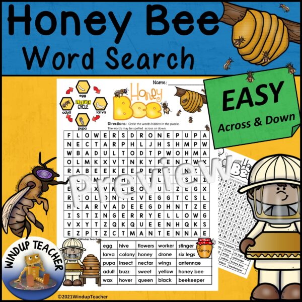 Honey Bee Word Search | Easy | Made By Teachers
