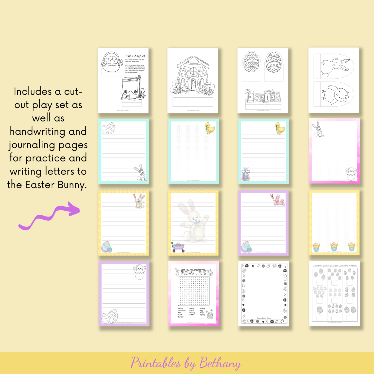 Easter Coloring & Activity Pages Cut Out Play Set - Made By Teachers