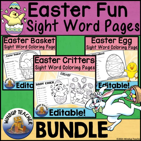 Spring Sight Word Coloring Sheet Activity BUNDLE - Easter Sight Word ...