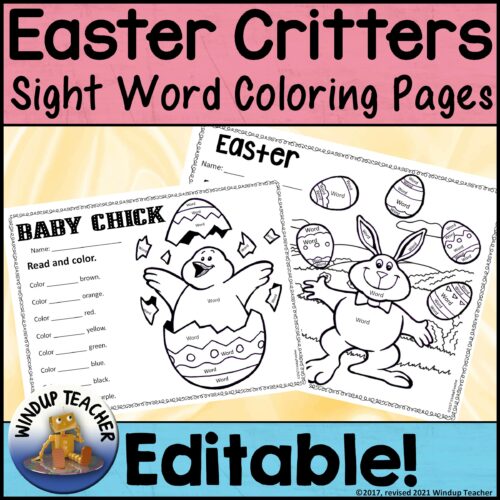 Spring Sight Word Coloring Sheet Activity BUNDLE - Easter Sight Word ...