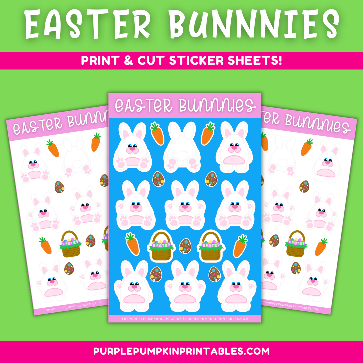 Digital + Printable Easter Bunny Stickers | Made By Teachers