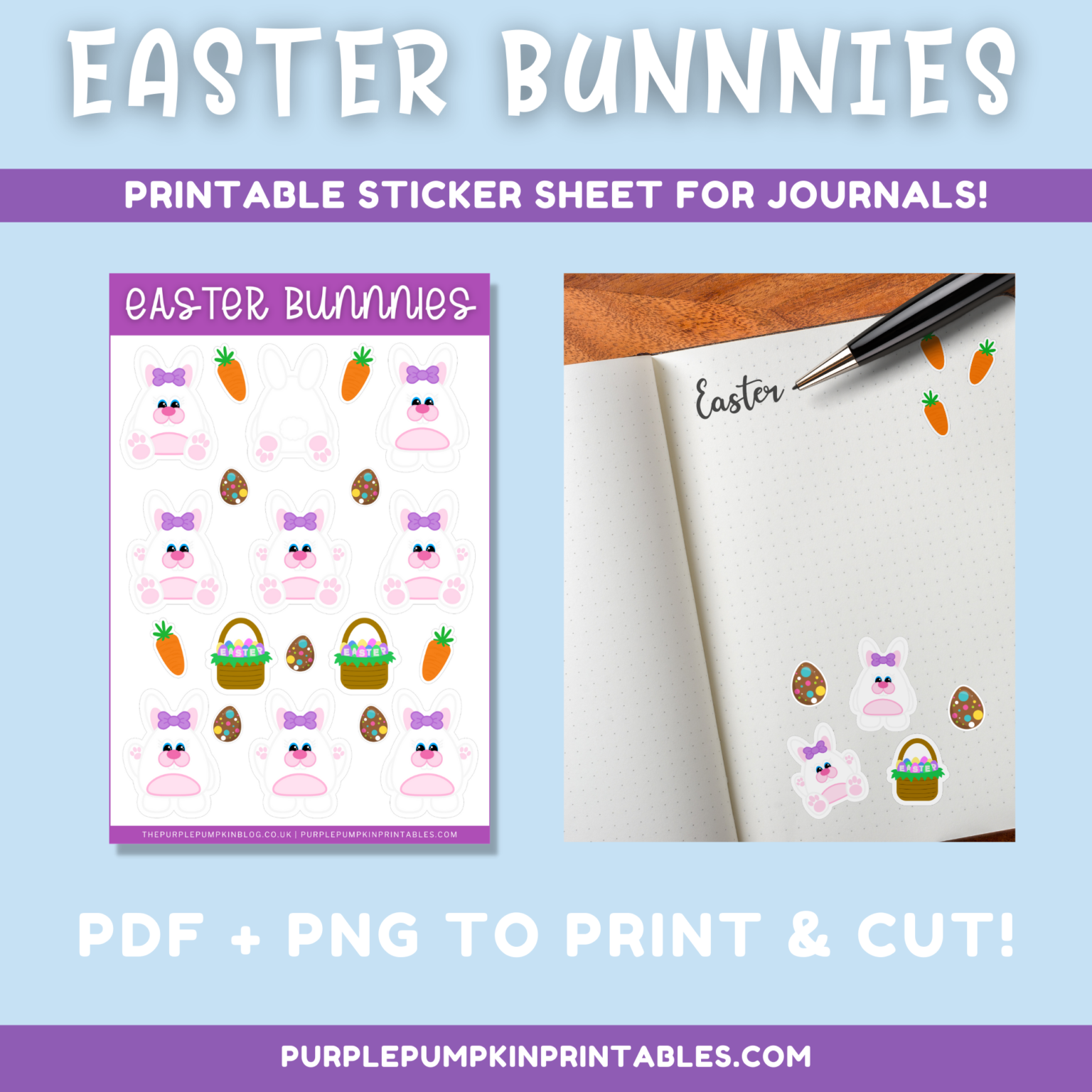 Digital + Printable Girl Easter Bunny Stickers | Made By Teachers