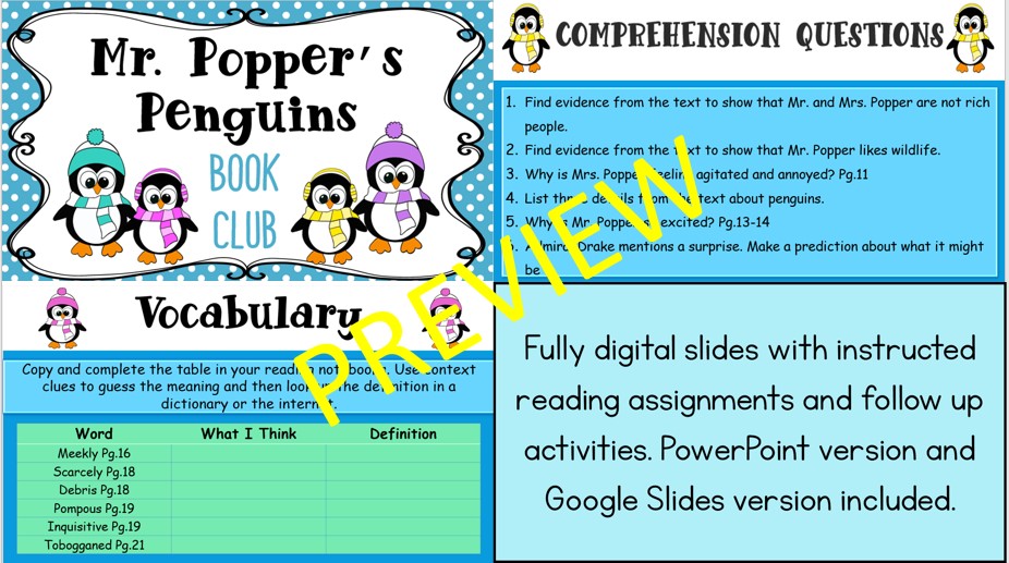 Mr. Popper's Penguins - Novel Study | Made By Teachers
