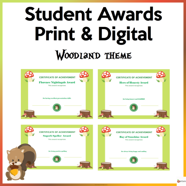 Editable Student Awards Woodland Theme - Made By Teachers
