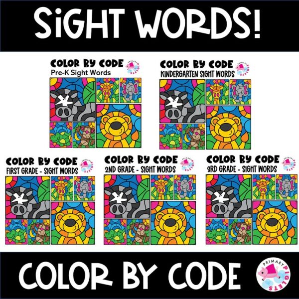 COLOR BY SIGHT WORDS ZOO THEME PK-3rd | Made By Teachers