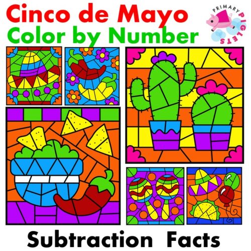 Cinco de Mayo Color by Number Subtraction | Made By Teachers