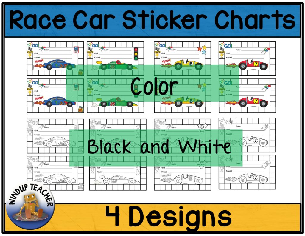 Race Car Sticker Charts - Made By Teachers