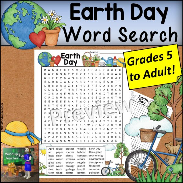 Earth Day Word Search HARD for Grades 5 to Adult | Made By Teachers