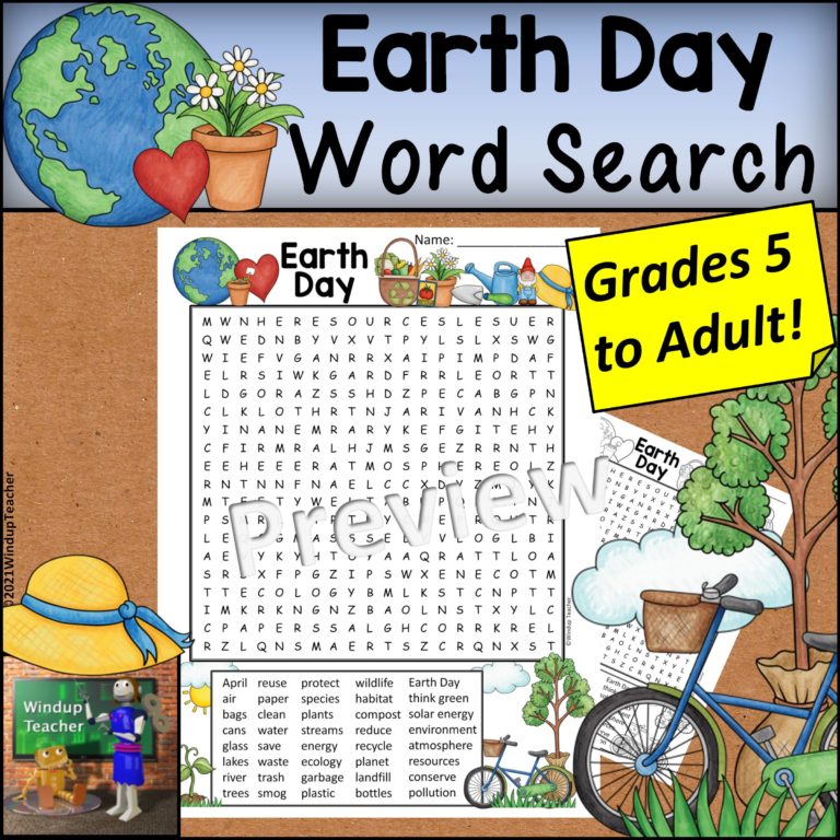 Earth Day Word Search HARD for Grades 5 to Adult | Made By Teachers