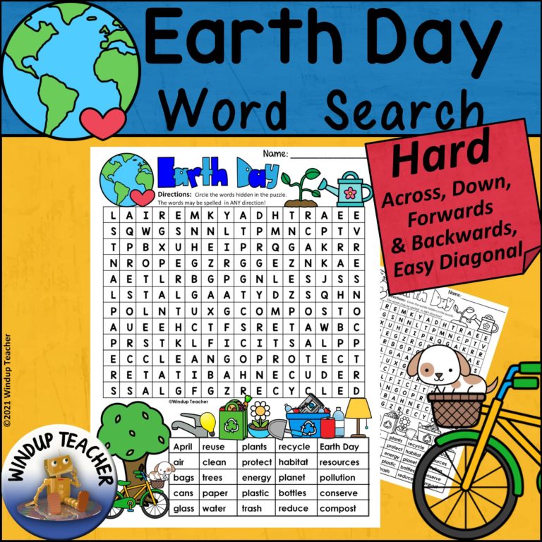 Earth Day Word Search HARD Puzzle | Made By Teachers