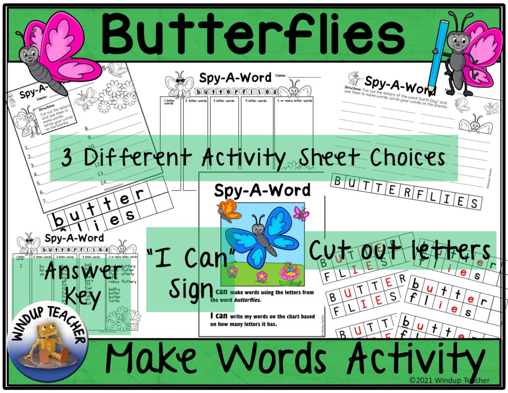 Butterflies Word Work Activity Center Spring - Made By Teachers