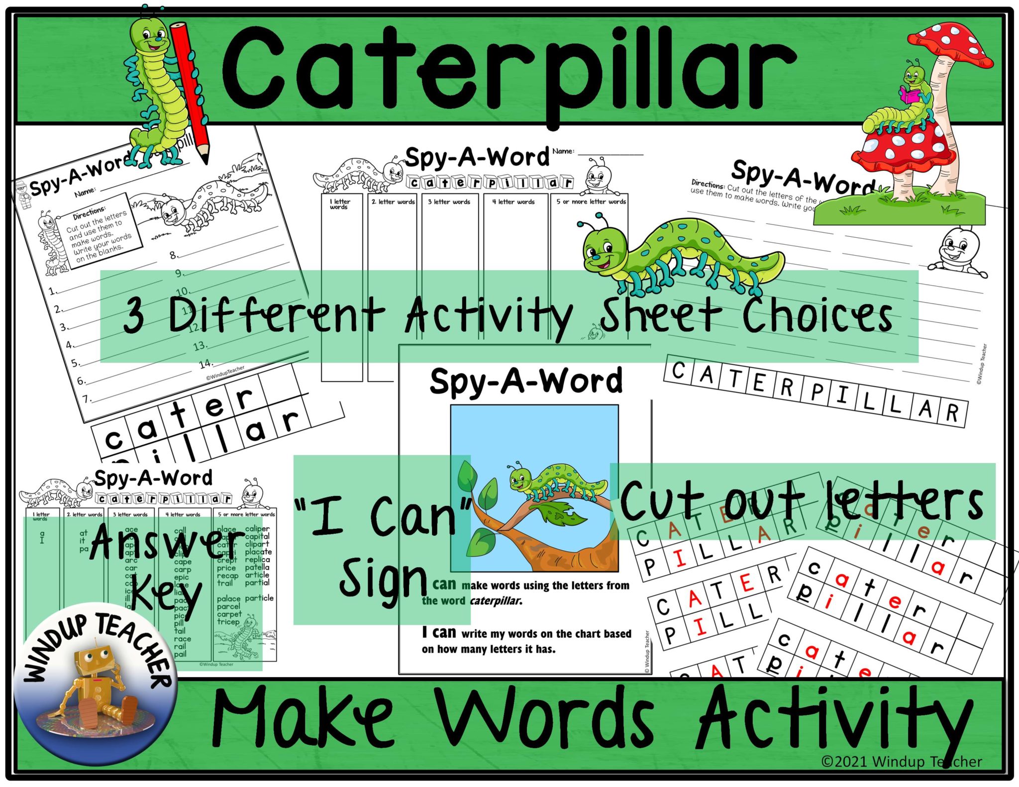 Caterpillar Word Work Activity Center Spring | Made By Teachers