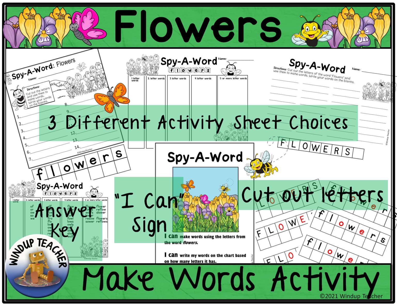 Flowers Word Work Activity Center Spring | Made By Teachers