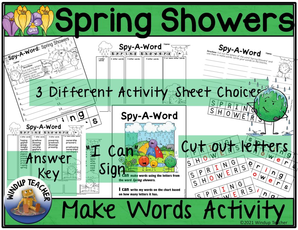 Spring Showers Word Work Activity Center | Made By Teachers