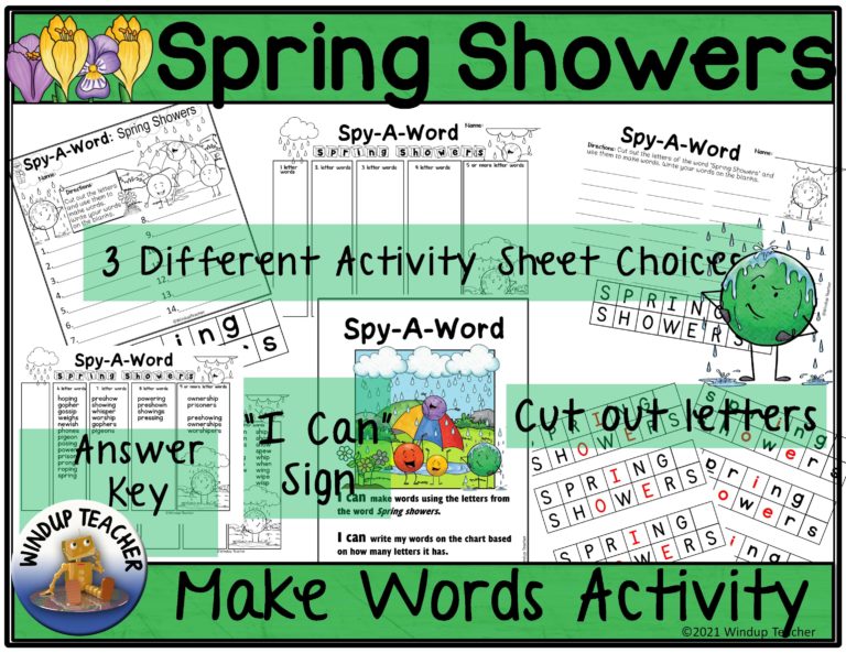Spring Showers Word Work Activity Center | Made By Teachers