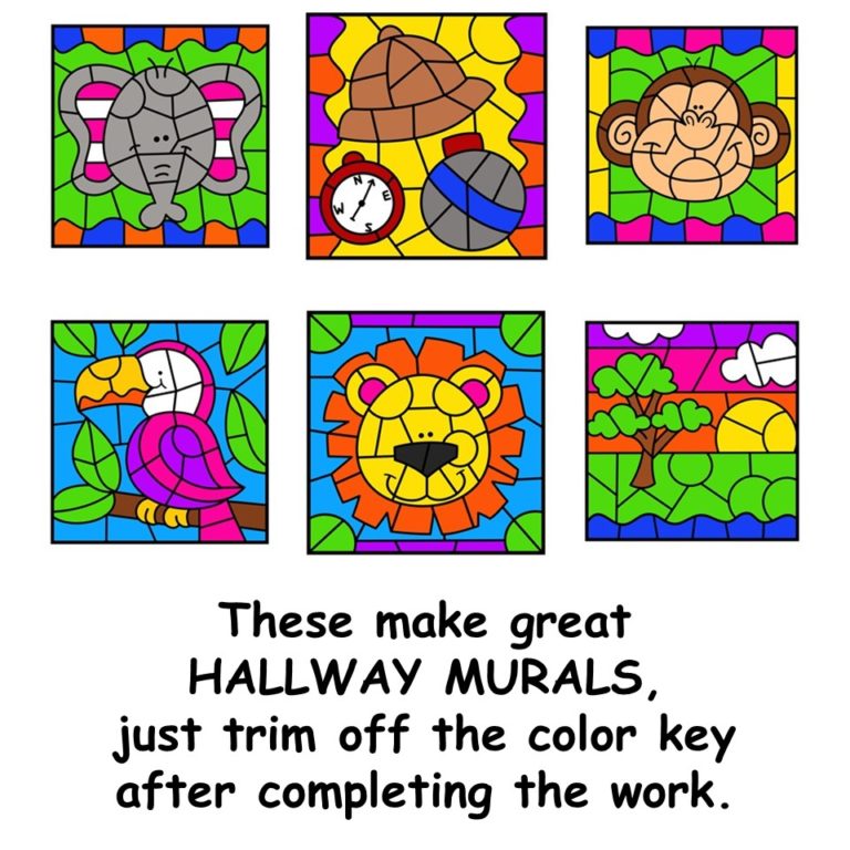 Color by Number Subtraction Safari Zoo Animals - Made By Teachers