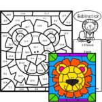 Color by Number Subtraction Safari Zoo Animals | Made By Teachers