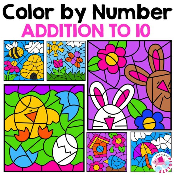 Spring Color by Number Addition to 10 - Made By Teachers