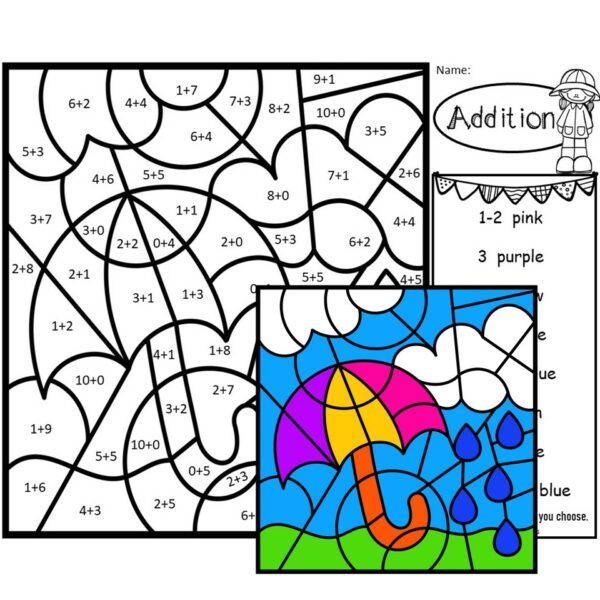 Spring Color by Number Addition to 10 - Made By Teachers