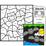 Spanish Color by Number Addition Halloween - Made By Teachers