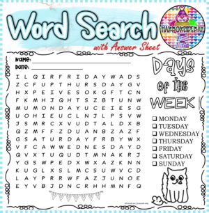 WordSearch days of the week Worksheet | Made By Teachers