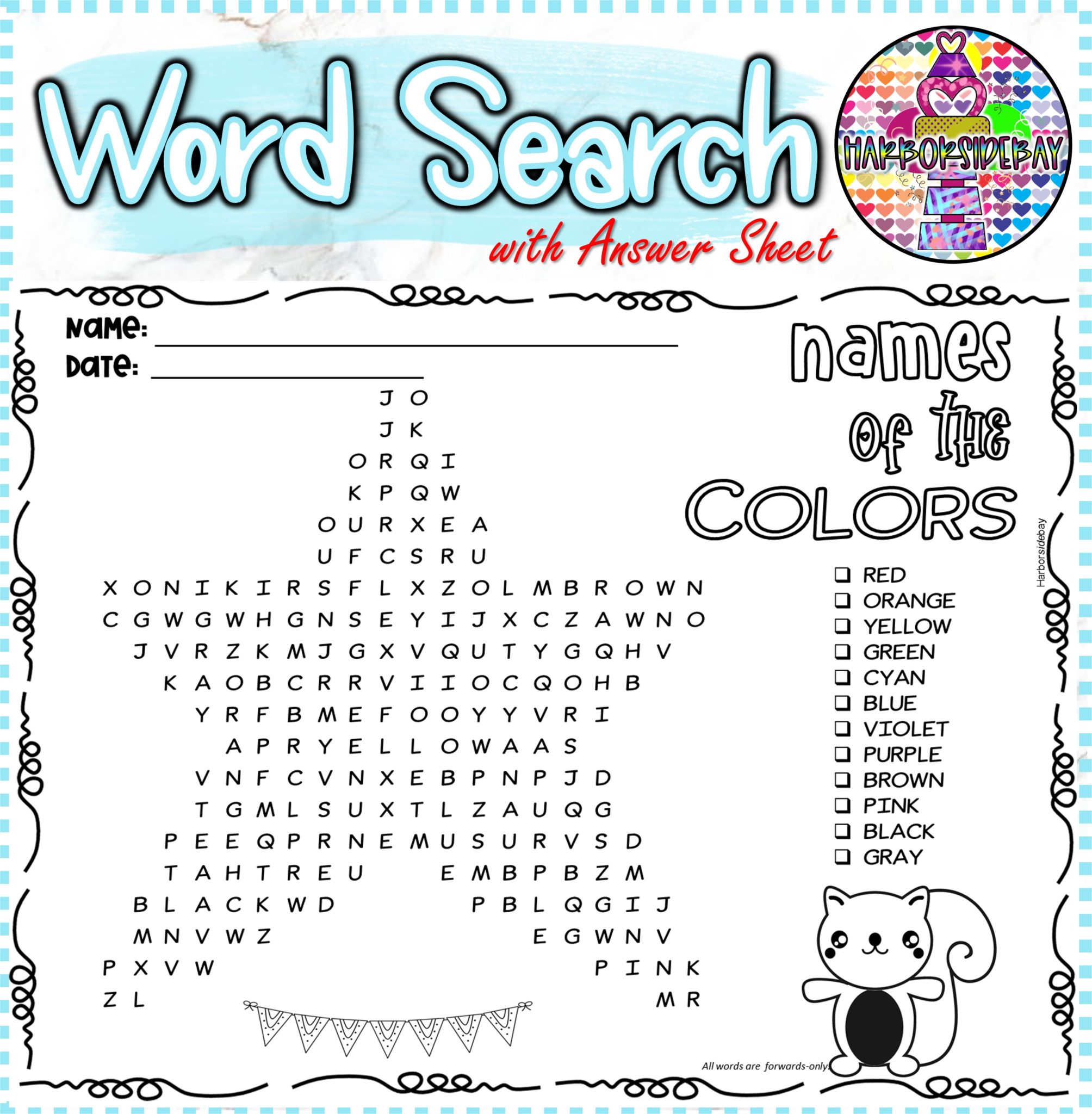 WordSearch Names of colors Worksheets | Made By Teachers