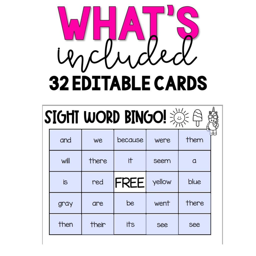 Editable End of Year Sight Word Bingo | Made By Teachers