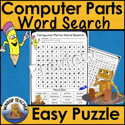 Computer Parts Word Search | EASY Puzzle | Made By Teachers
