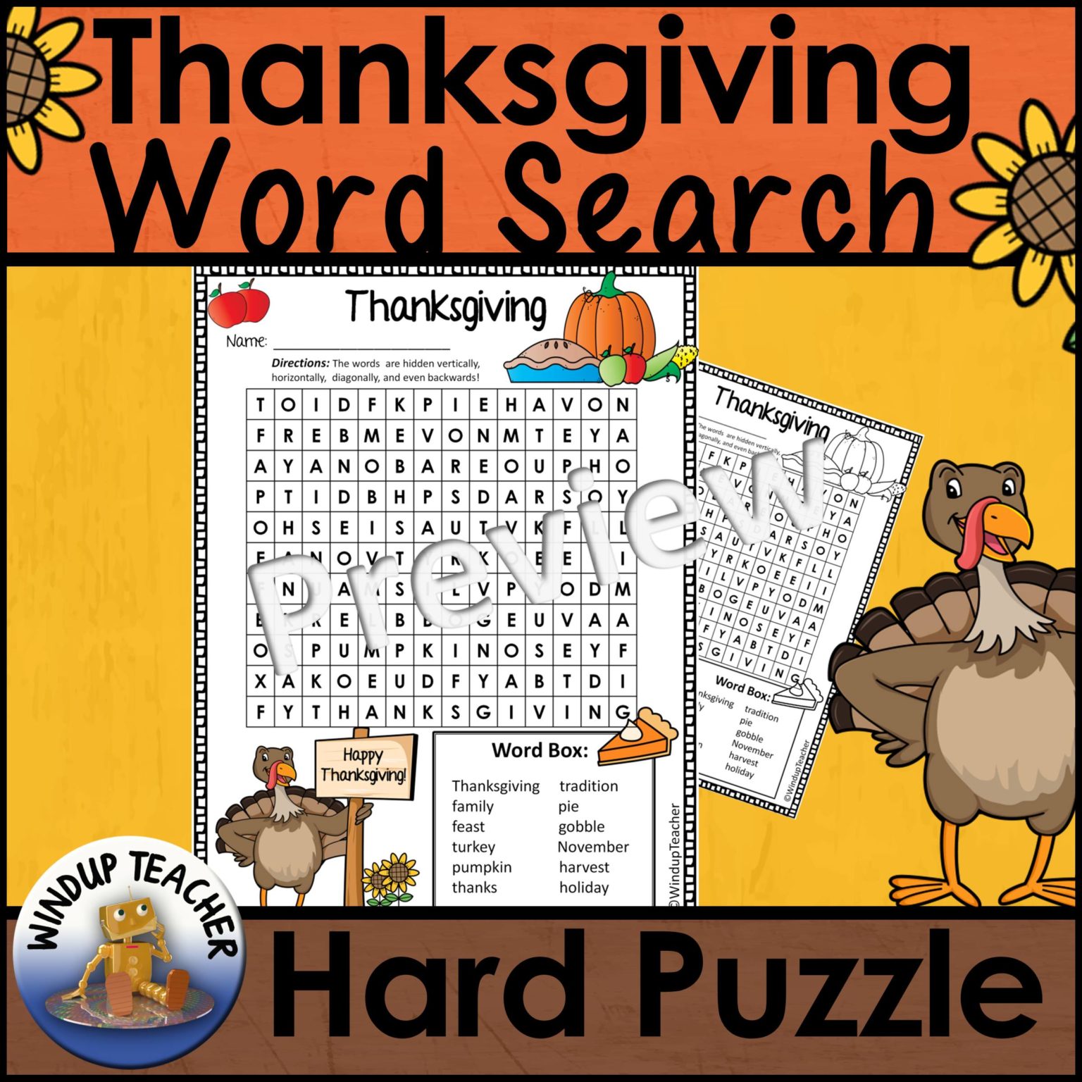 Thanksgiving Word Search | HARD Puzzle - Made By Teachers