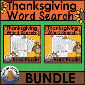 Thanksgiving Word Search - Easy and Hard BUNDLE | Made By Teachers