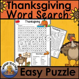Thanksgiving Word Search - Easy and Hard BUNDLE | Made By Teachers