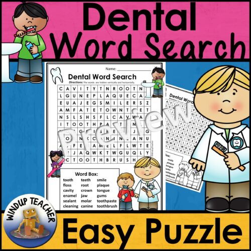 Dental Word Search | EASY Puzzle | Made By Teachers