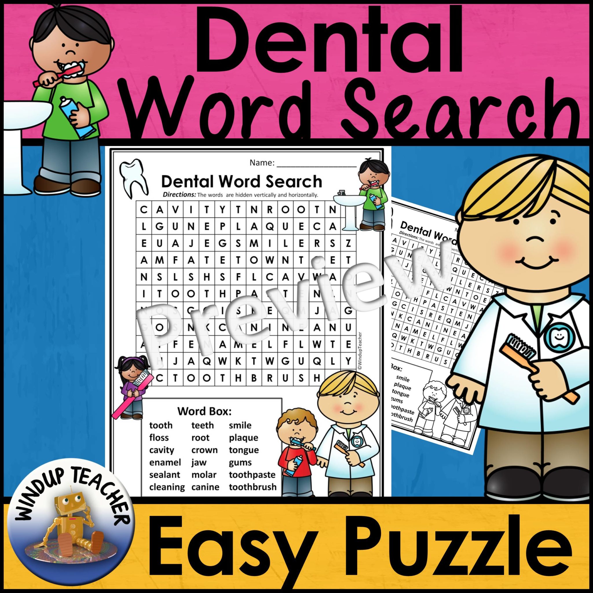 Dental Word Search Bundle | Easy and Hard Puzzles | Made By Teachers