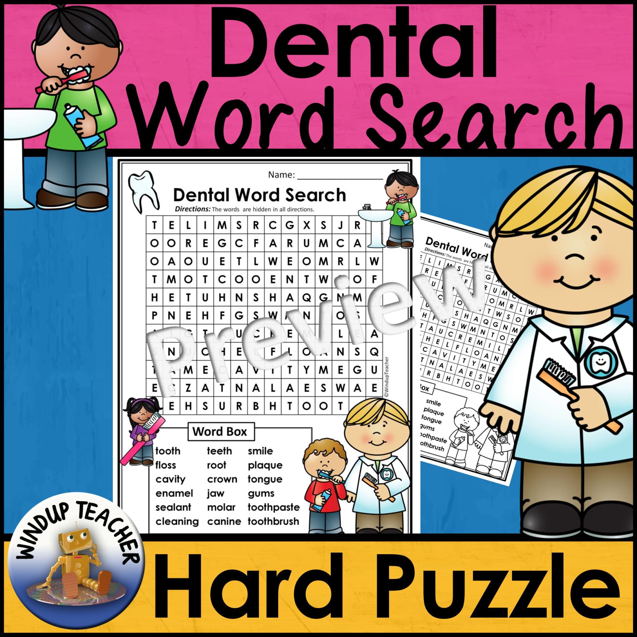 Dental Word Search Bundle | Easy and Hard Puzzles | Made By Teachers