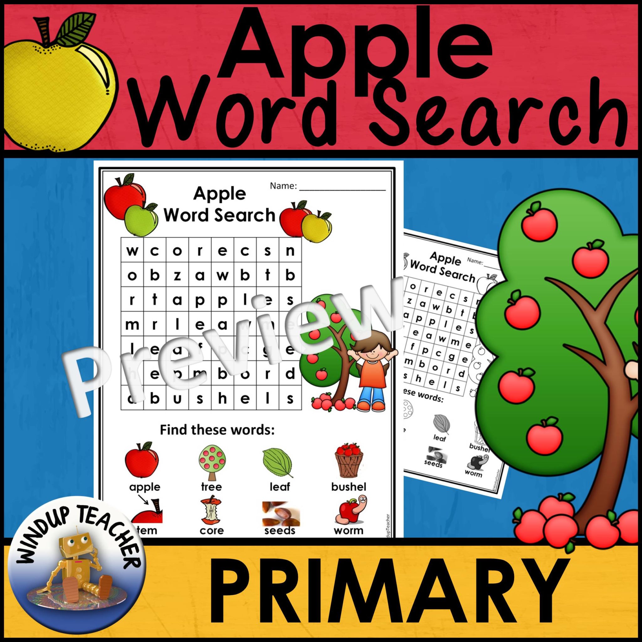 Apple Word Search BUNDLE | Made By Teachers